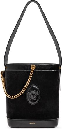 Versace Femme, Sacs, Noir, Taille: ONE Size Pivot Petit Sac Seau en Daim