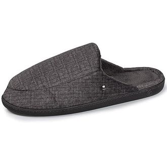 Isotoner Chaussons pantoufles Mules homme imprim&eacute; &agrave; carreaux, 41 EU, gris