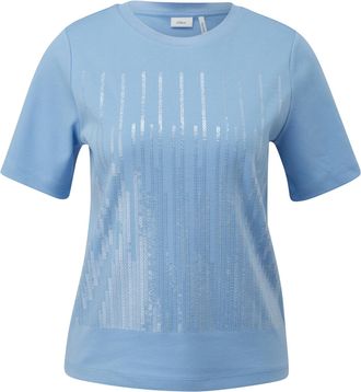s.Oliver Black Label Damen 2144037 T-Shirt Mit Pailletten, 53d1, 36 EU