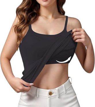 Generic HUIFUAO Camisole pour Femme avec Soutien-Gorge intégré, Grande Taille, débardeur de Gym, Yoga, Sport, Maillot de Corps réglable en Coton à Bretelles S