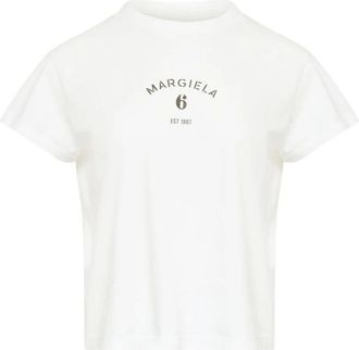Maison Margiela Femme, Tops, Blanc, Taille: 42 FR Logo Cotton T-Shirt