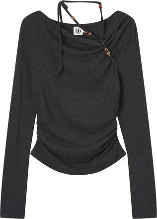 B+ab Perlenverziertes Oberteil mit drapiertem Ausschnitt - Grau