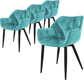 ML Design ML-Design Esszimmerstühle 4er Set, Petrol, Küchenstuhl mit dickem Samtstoff gepolsterter Sitz, Metallbeinen, Wohnzimmerstuhl mit Rücken- und