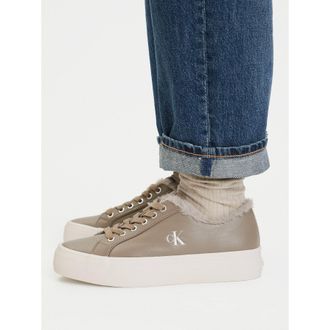 Calvin Klein Sneakers Calvin Klein Vulc Flatf Laceup Lth Fur HW0HW03235 Beige