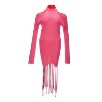 Bottega Veneta Langes Stretch-Strickkleid mit Fransen - - Dresses - Damen - Rosa - L