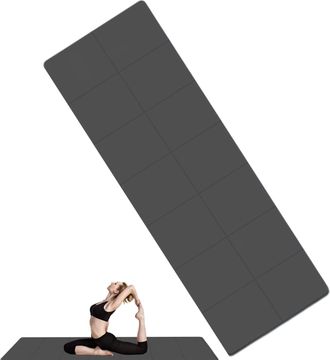 Generic Faltbare Yogamatte - Erweiterte und verdickte rutschfeste tragbare Fitnessmatte auf beiden Seiten - Stumme &Uuml;bungsmatte aus robustem TPE- mit Tragetasc