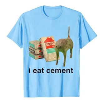 Generic Haut &agrave; col rond imprim&eacute; anglais I Eat Ciment 2026 pour femme, bleu clair, XXL