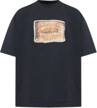 Acne Studios Homme, Tops, Noir, Taille: M Logo T-Shirt