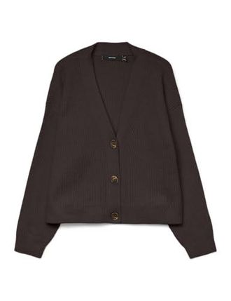 Vero Moda Vmaries Ls V-Neck Cardigan BF, G&acirc;teau au Chocolat, M Femme