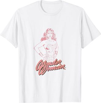 Wonder Woman PAPL2370 Rosa Umriss T-Shirt