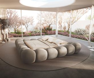 DELIFE Polsterbettgestell Perlla 180x200 cm Boucl&eacute; Taupe, Polsterbetten