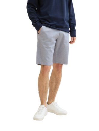 Tom Tailor Herren Regular Fit Chino Bermuda Shorts, navy white dobby, S