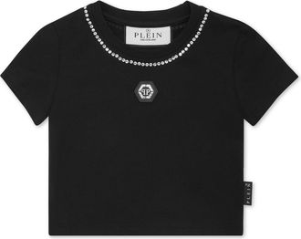 Philipp Plein Cropped T-Shirt Strass Round Neck Ss