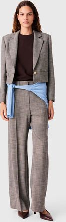 Maje Veste De Tailleur Courte &Agrave; Carreaux - Marron - Taille 34 - Maje