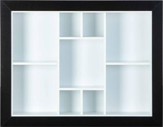 Inter Link SAS Setzkasten - Sammlerkasten - Vitrine - Sammlervitrine - Vitrine ohne Glas - Wandregal - 9 Fächer - Kollektor - Quarium - MDF Schwarz/Weiß - 90,5 x 13,