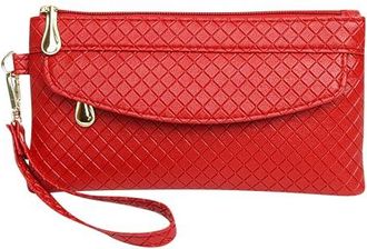 Generic Petit sac &agrave; main pour femme avec dragonne amovible en cuir synth&eacute;tique avec motif losanges en relief pour le quotidien et les loisirs, 01 - Rouge, Tai