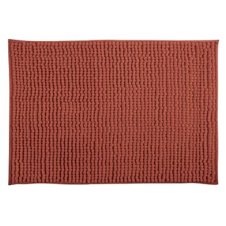 MSV Mikrofaser Chenille Badematte - Lange Flauschige rutschfeste Matte - 50 x 80 cm - Terrakotta - Maschinenwaschbar - Aufh&auml;ngeschlaufe f&uuml;r schnelles Troc