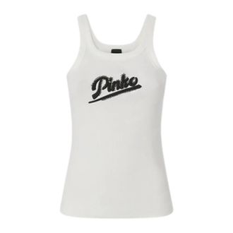Pinko Canotta con ricamo e strass - - Tops - Damen - Wei&szlig; - XS