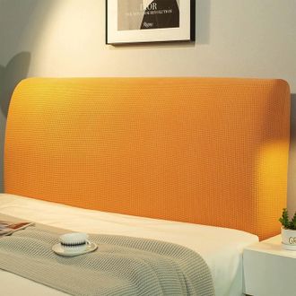 Generic Dehnbarer staubdichter Bettkopfteil Bezug Schutz in voller Gr&ouml;&szlig;e und einfarbigem Kopfteil Bezug Schutz f&uuml;r Schlafzimmerdekoration Orange Volle L&auml;nge: 