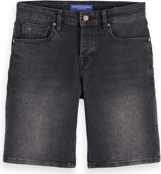 Scotch & Soda Mens Ralston Slim fit Black Night Denim Shorts, 30IN