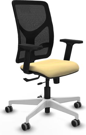 Piqueras y Crespo Atmungsaktiver B&uuml;rostuhl mit 2D-Armlehnen, h&ouml;henverstellbare Lendenwirbelst&uuml;tze, ausgestattet mit Syncro/Traslack und Schneideschaum, Schwarz/Cremefar