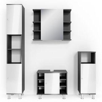 Vicco Ensemble de meubles de salle de bain Fynn, Anthracite, 4 parties