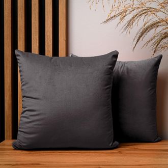 MG Design 2er Set Kissenbezüge 40 x 40 cm in Dunkelgrau - mit Reißverschluss, samtig-weich mit dezentem Schimmer, pflegeleicht & langlebig