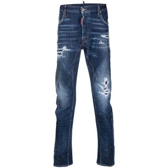 Dsquared2 Tikdy Biker Jeans Worn Reinforced Wash Blue Jeans