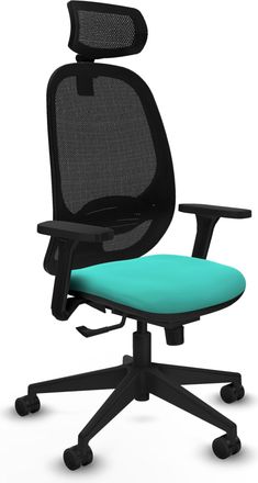 Piqueras y Crespo B&uuml;rostuhl mit 3D-Armlehnen, h&ouml;henverstellbare Lendenwirbelst&uuml;tze und h&ouml;henverstellbares Kopfteil, Schwarz / T&uuml;rkis