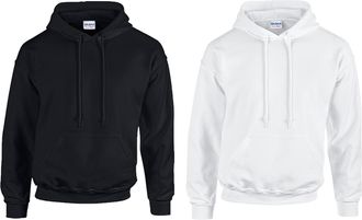 Gildan Herren Kapuzenpullover Adult 50/50. Hooded Sweat/18500, Einfarbig (4XL, 1x Weiss + 1x Schwarz + 1x HL Kauf Notizblock)