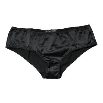 Dolce & Gabbana Femme, Sous-v&ecirc;tements, Noir, Taille: 38 FR Culotte Taille Moyenne en Soie Stretch