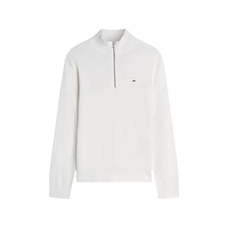 Tommy Jeans Flag Leichter Slim Quarter-Zip Pullover - - Sweatshirts & Hoodies - Herren - Wei&szlig; - L