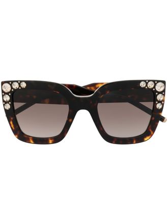 Carolina Herrera lunettes de soleil &agrave; monture oversize - Marron