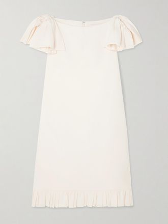 Valentino Garavani Mini-robe En Cr&ecirc;pe De Laine Et De Soie M&eacute;lang&eacute;es &Agrave; Volants - Blanc