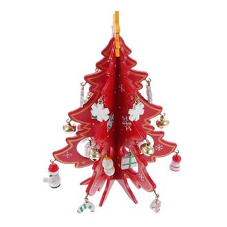 Angoily Dekoratives 3D Holz Weihnachtsbaummodell Kleiner Weihnachtsbaumschmuck aus Holz Faltbare Weihnachtsdekoration f&uuml;r Tisch Wohnzimmer und Schaufenster