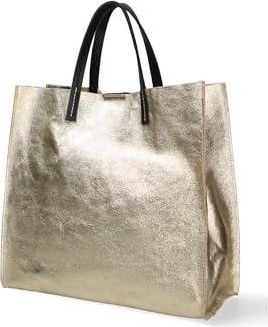 Gave Lux Sac &agrave; bandouli&egrave;re en cuir v&eacute;ritable pour femme Made in Italy 34,5 x 32 x 17 cm GLX228104523FBG, Platine, Taille unique