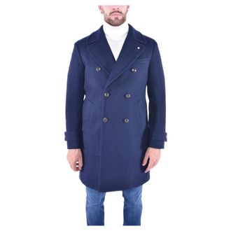 L.B.M. 1911 Wollmantel mit Doppelreiher - - Coats - Herren - Blau - L
