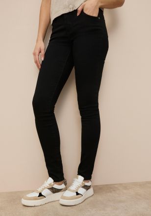 Tamaris Skinny-fit-Jeans TAMARIS, Damen, Gr. 34, N-Gr, schwarz (schwarz denim), Denim/Jeans, Obermaterial: 74% Baumwolle, 24% Polyester, 2% Elasthan, unifarbe