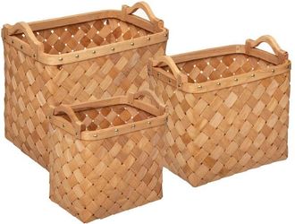 Atmosphera Atmosphera - Set de 3 paniers rectangulaires Melvin en bois L26 31 37cm cr&eacute;ateur dint&eacute;rieur