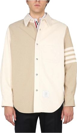 Thom Browne Homme, Chemises, Multicolore, Taille: L Funmix 4-Bar Snap Front Shirt Jacket
