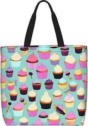 Generic Motif De Cupcake Sac Fourre Tout R&eacute;utilisable Tote Bag Pliable Sac Cabas Pour Gym Shopping Travail