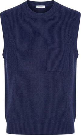 Malo Rippstrick-Weste mit Rundhalsausschnitt - - Knitwear - Herren - Blau - XL