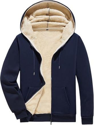 Generic Sweat &agrave; capuche zipp&eacute; pour femme - Veste doubl&eacute;e en polaire Sherpa - Manteau chaud et confortable - Pour femme, noir fonc&eacute;, XXL