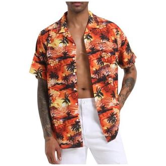 Generic Chemise d&eacute;t&eacute; &agrave; manches courtes pour homme avec poche, chemise hawa&iuml;enne ample, chemise de plage imprim&eacute;e, l&eacute;g&egrave;re, d&eacute;contract&eacute;e, tendance et polyvalent