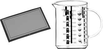 WMF Schneidebrett Tranchierbrett Touch schwarz 32 x 20 cm rechteckig aus Kunsstoff Saftrillen spülmaschinengeeignet leichte Reinigung & Messbecher 1 l Gou