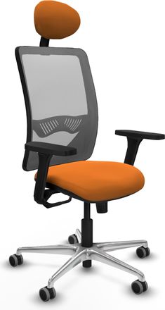 Piqueras y Crespo Stuhl mit R&uuml;ckenlehne Zulema mit 3D-Armlehnen, h&ouml;henverstellbarer Lendenwirbelst&uuml;tze und festem Kopfteil, ausgestattet mit Sincro 3 Positionen und Sch