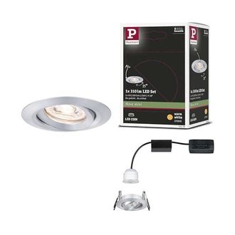 Paulmann 94296 Nova Mini LED Einbauleuchte Coin rund schwenkbar 1x4W Deckeneinbaustrahler Alu gedreht Einbaulampe Aluminium Warmwei&szlig; 2700K, 4 W