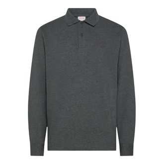 Sun 68 Polo en coton piqu&eacute; avec &eacute;cusson sur le coude - Homme - Tops - Gris - Taille: L