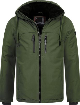 Alessandro Salvarini Winterjacke ALESSANDRO SALVARINI ASMori, Herren, Gr. XXL, schwarz olive, Obermaterial: 100% Polyester; Innenseite: 100% Polyester, Jacken Winterjacke,