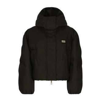 Dolce & Gabbana Femme, Vestes, Noir, Taille: 36 FR Logo-plaque Padded Jacket